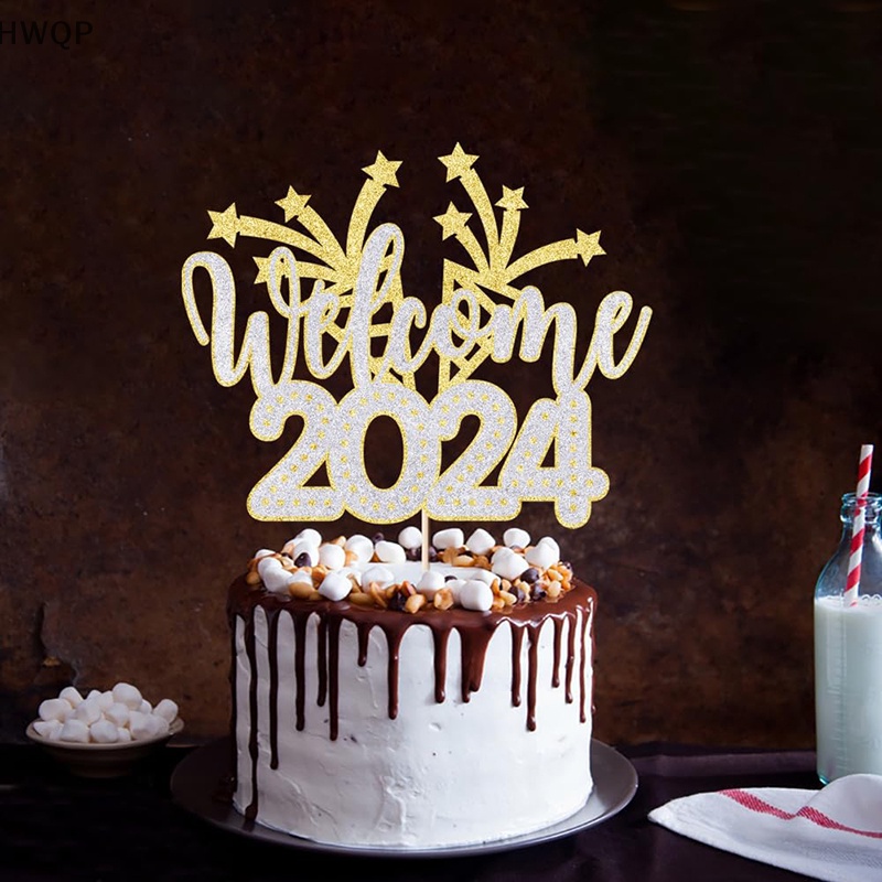 [HWQP] 2024 Happy New Year Cake Toppers Cake Side Decoration Acrylic ...