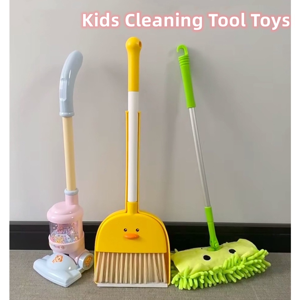 Kids Pretend Play Cleaning Toys Vacuum Cleaner Floor Broom Dustpan ...