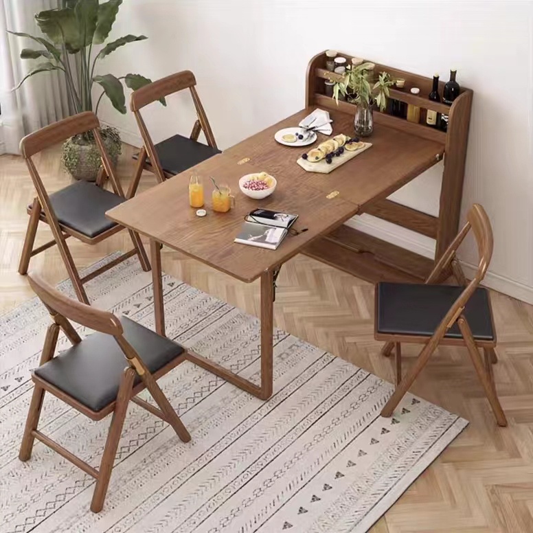 *Nordic foldable solid wood dining table, small family dining table ...