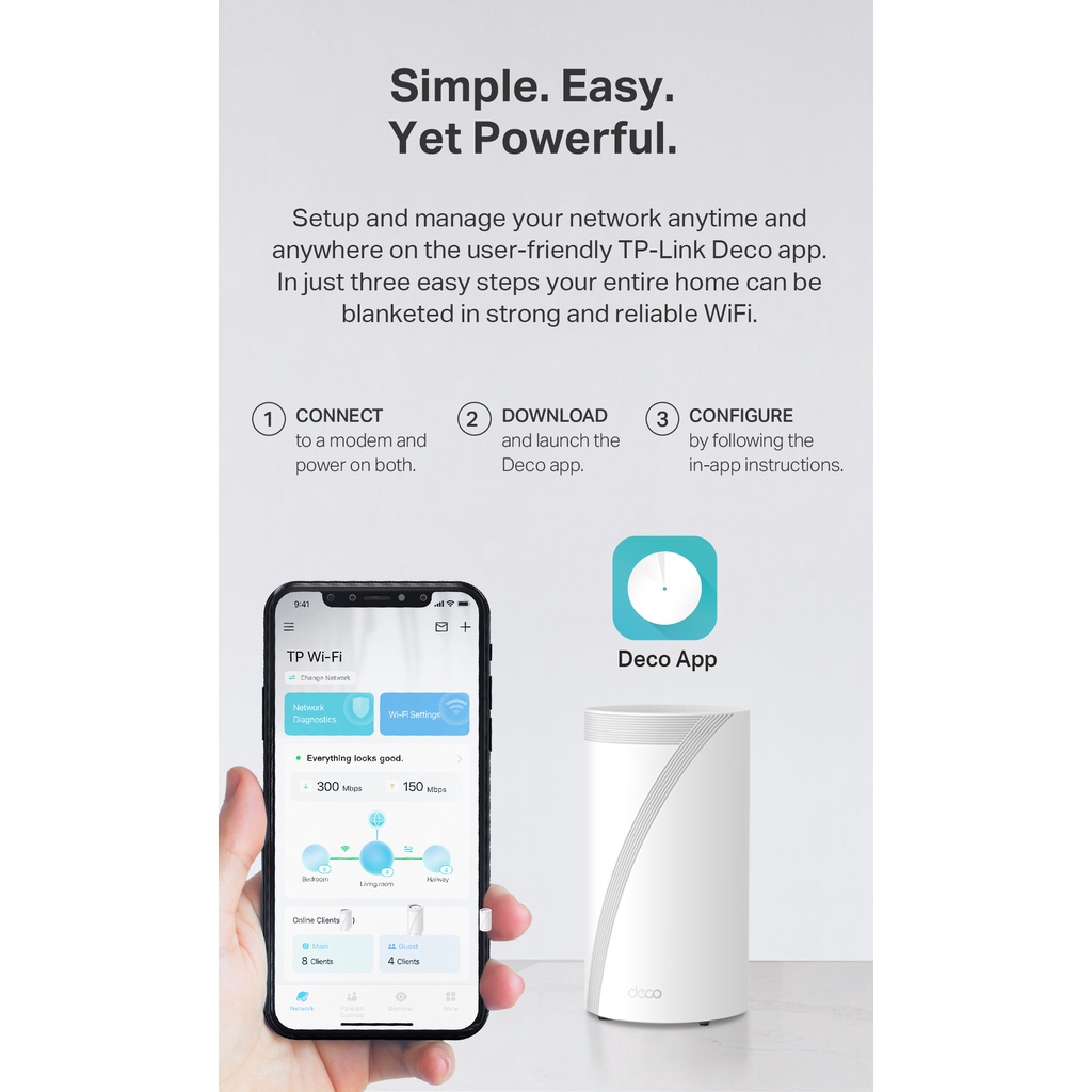 TP-Link Deco BE85 BE22000 WiFi 7 Tri-Band Whole Home AI-Driven Mesh ...