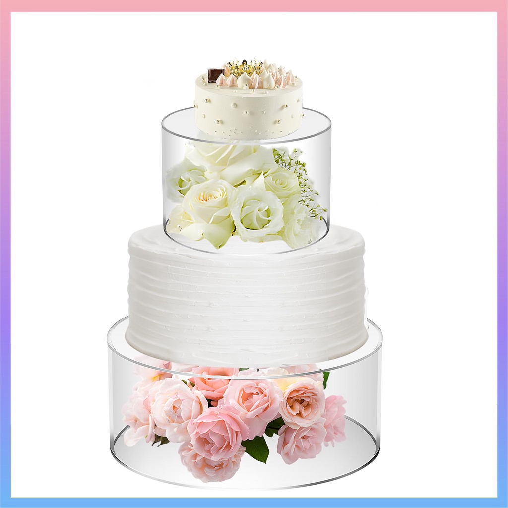 2 Pcs Acrylic Cake Stand Fillable Cake Risers 6/10 Inch Clear Cake Tier ...