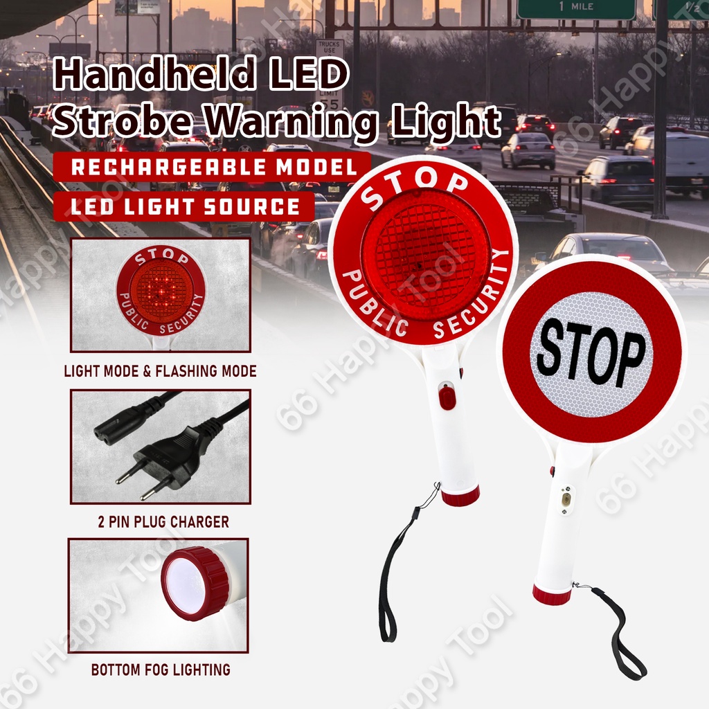 Traffic STOP Sign Flashing LED Handheld Strobe Warning Light Emergency ...