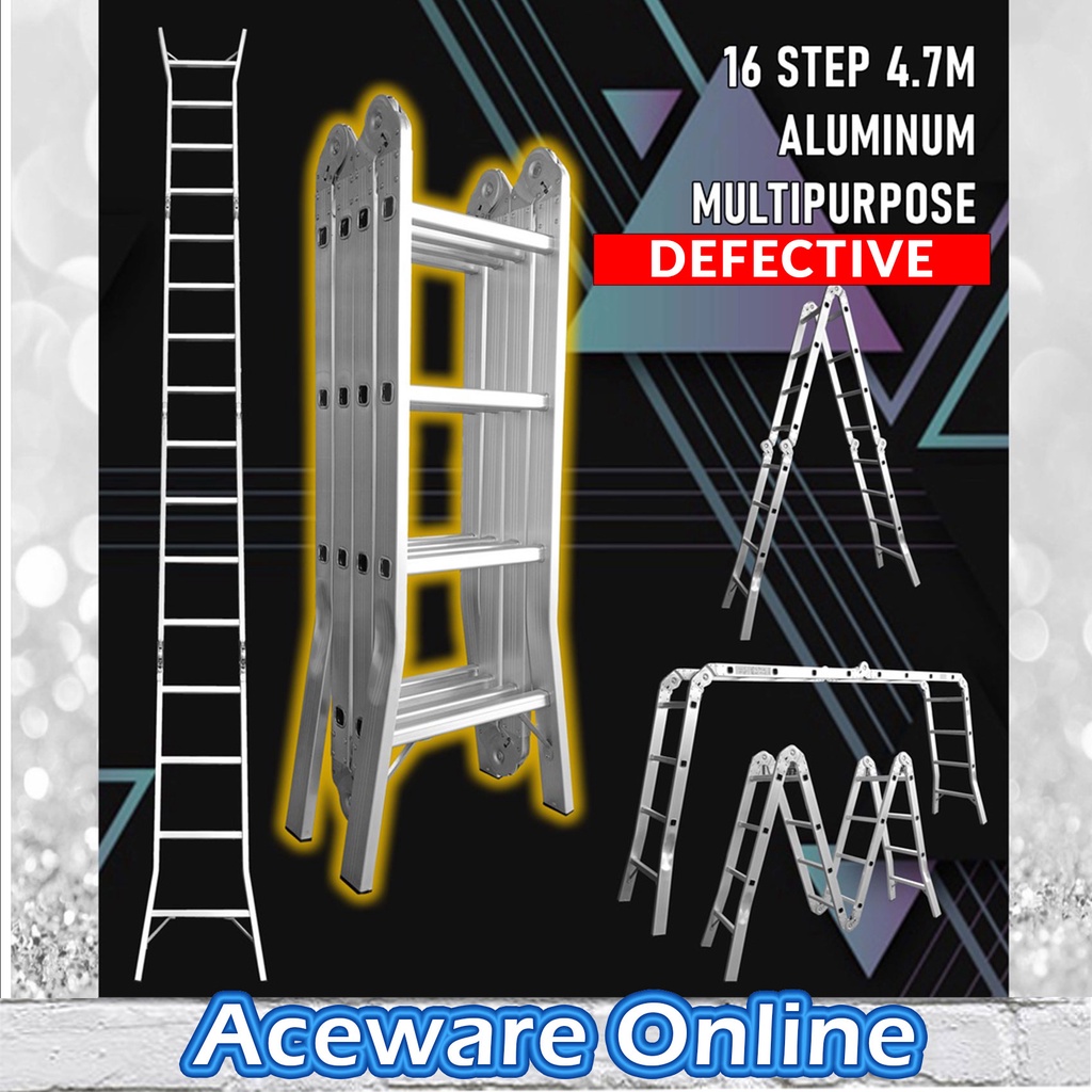 DEFECTIVE WB47 16 STEP MULTIPURPOSE ALUMINIUM LADDER WIDER BASE ...