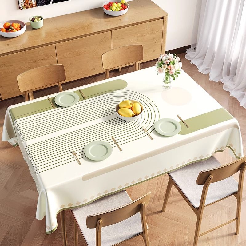 PVC Tablecloth Waterproof Oil-Proof Anti-Scalding Light Luxury High-End ...