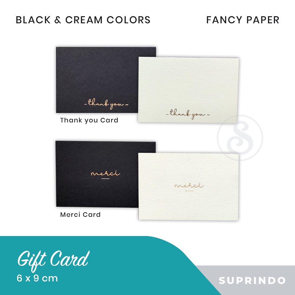 HITAM (50Pcs) You&merci Thank you Card Black Cream | Shopee Singapore