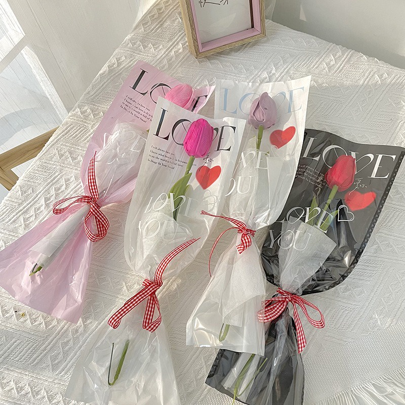 20Pcs Florist Flower Packaging Bags Plastic Single Rose Bags Flowers ...