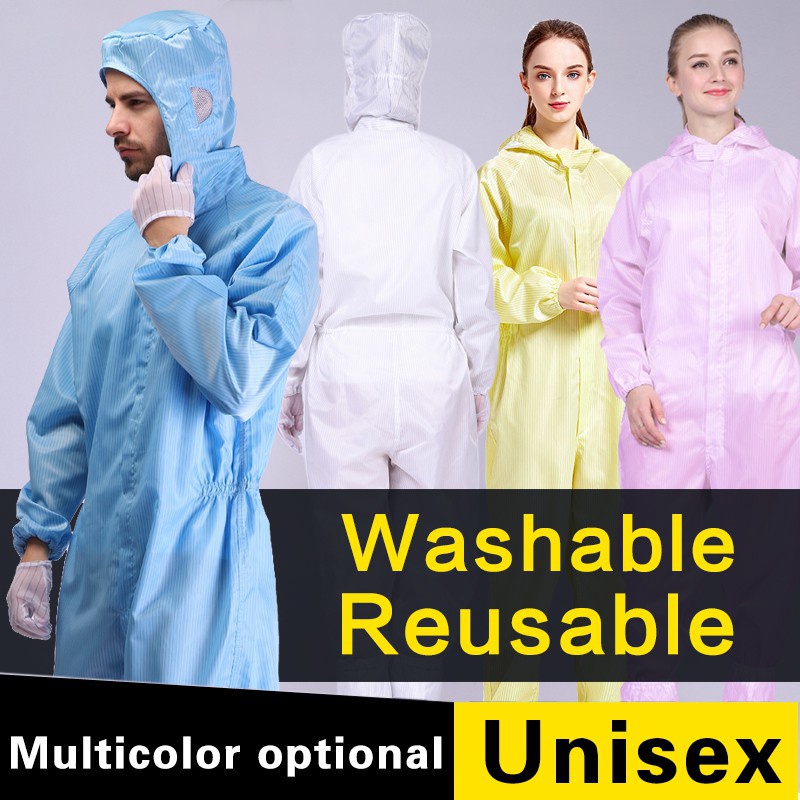 【Uhome】Cleanroom suit ESD jumpsuit PPE clothing coverall washable ...