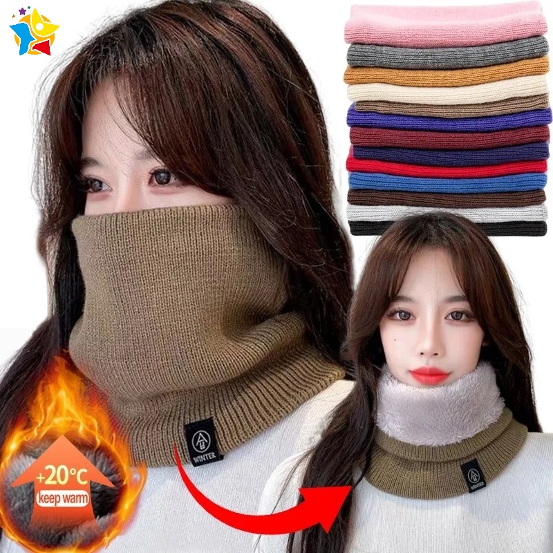 Fashion Women Men Soft Wool Knitted Neck Warmer Plush Sport Face Cover ...