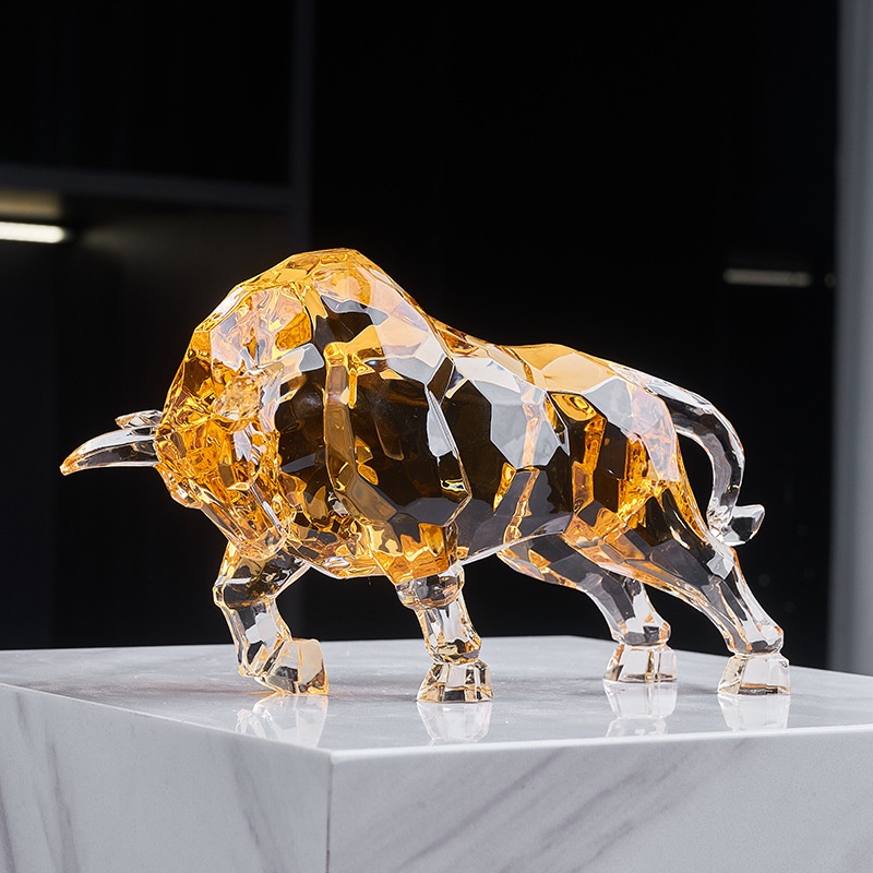 Qg4d Cow Ornaments Crystal Bull Style Light Luxury Desk Decorations ...