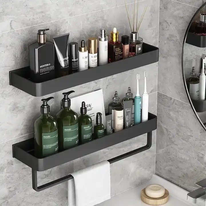 Wall Mounted Bathroom Shelf Shower Bathing Storage Holder Rack Kitchen ...