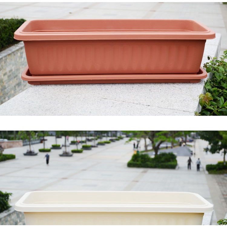 Large Rectangular Planting Basin Thick Resin Plastic Flower Pot Balcony ...