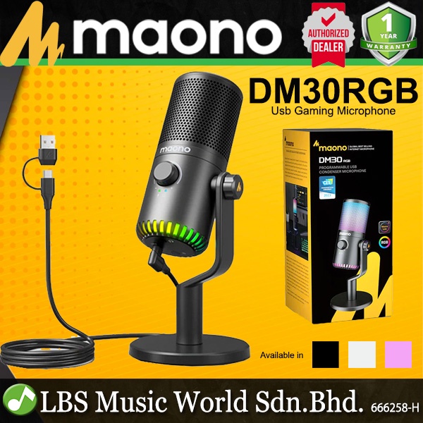 Maono DM30RGB Plug and Play USB Gaming Microphone Cardioid Pattern Mic ...