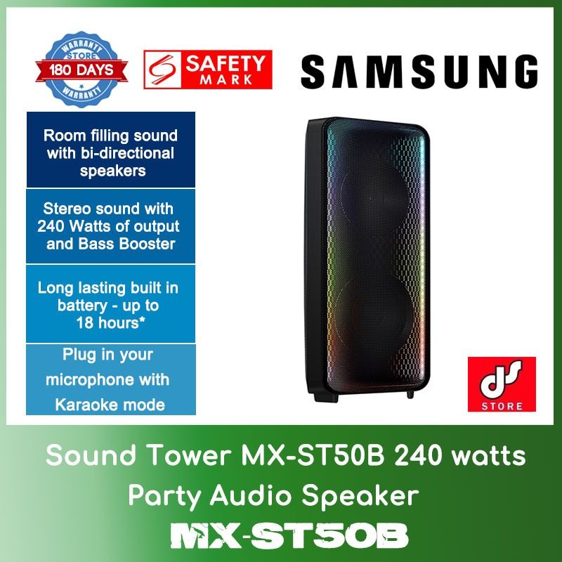 Samsung MX-ST50B Sound Tower 240 watts Party Audio Speaker WITH 6 MONTHS SHOP WARRANTY | Shopee ...