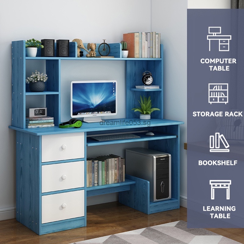 Simple Computer Table | Desk Bookshelf Integrated Desk | Home Bedroom ...