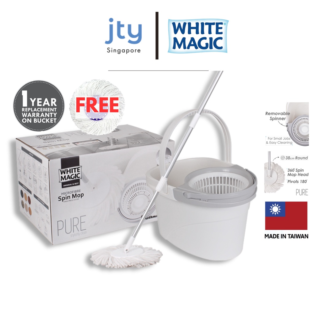 White Magic Pure Spin Mop Set (2 Heads with no Extension) | Shopee ...