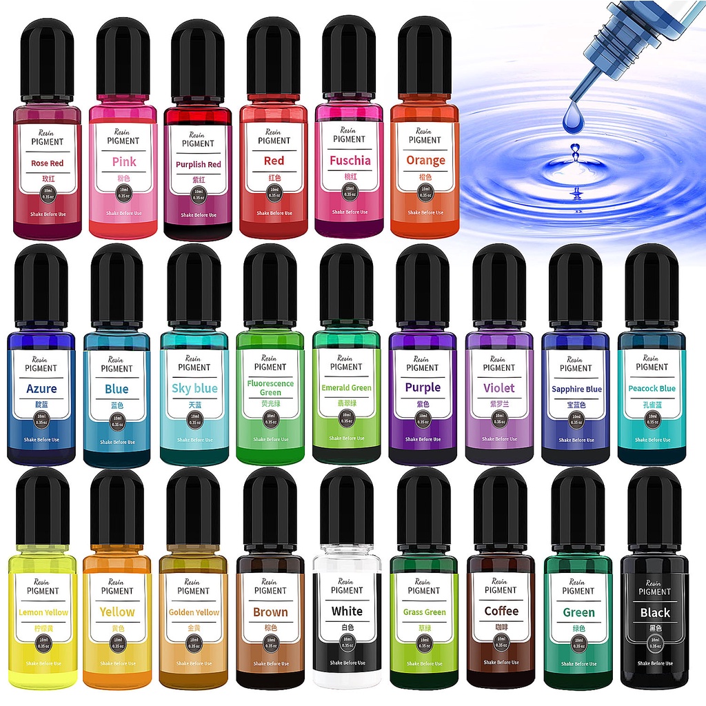 24 Color 10ml/Bottle Epoxy Resin Pigment Art Ink Alcohol Liquid ...