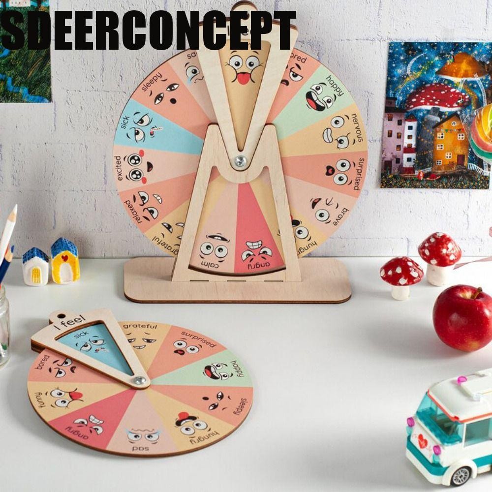 SDEERCONCEPT Cartoon Expression Spinner Wheel, Unique Portable Wooden ...