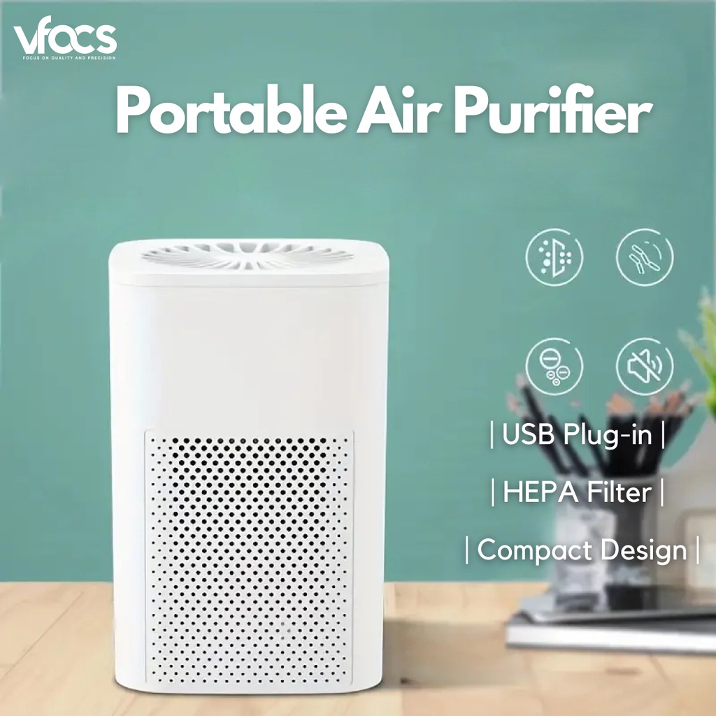 Vfocs Portable Air Purifier HEPA Filter USB Mute Mini Activated Carbon ...