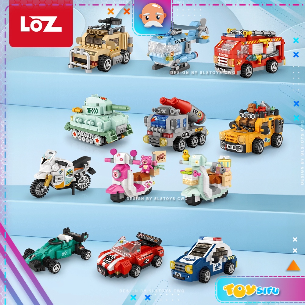 LOZ IDEAS Mini Block Cute Vehicle Car Motorcycle Truck Tank Helicopter ...