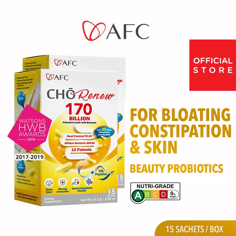 [2 Boxes] AFC Cho Renew 170 Billion Live Probiotics Silk Peptide Fiber ...