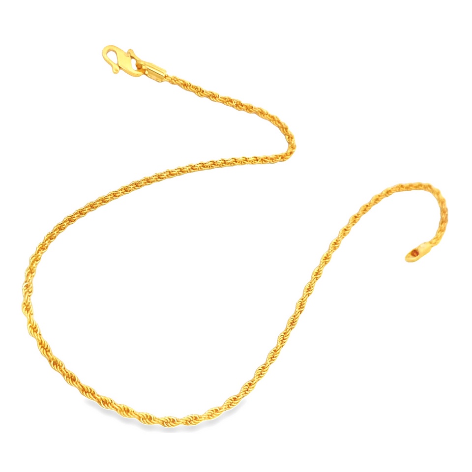 Top Cash Jewellery 916 Gold Rope Anklet (S Hook) | Shopee Singapore