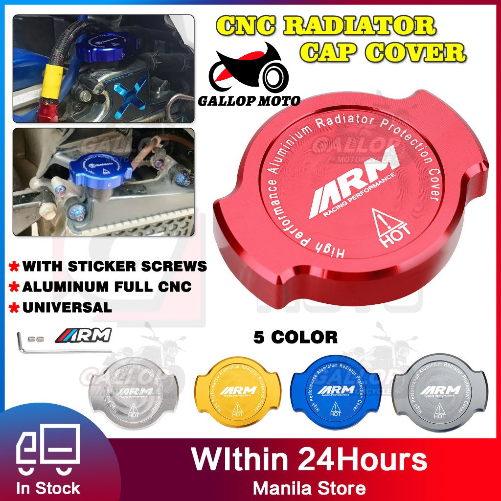 Arm Radiator Cap Cover Aluminum Full CNC Universal With Sticker 1PC ...