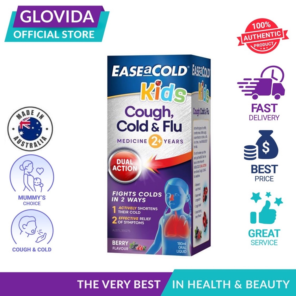 Ease-A-Cold Kids Cough, Cold & Flu Relief 180ml | Exp: Jul-2026 ...