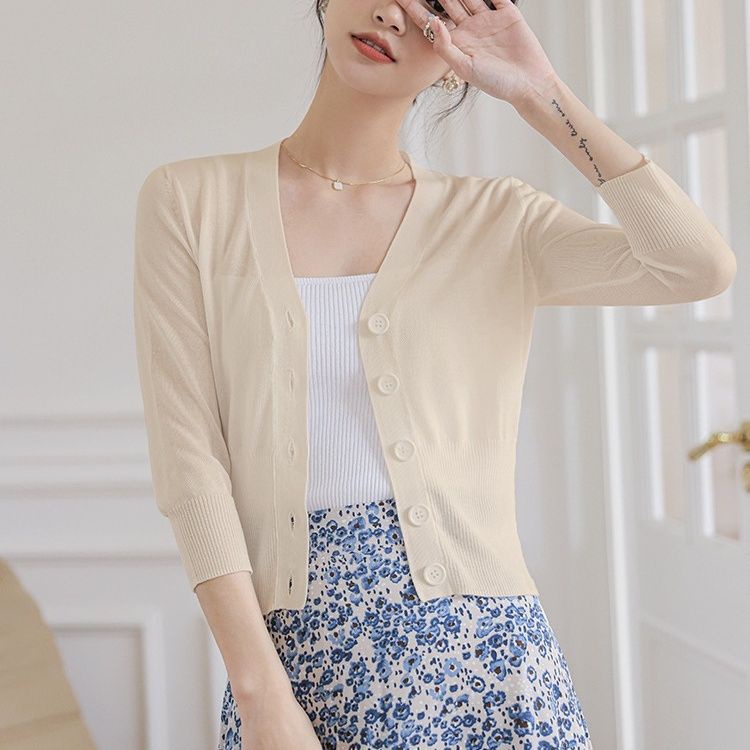 0907 outer wear short knitwear cardigan women's spring and summer new ...