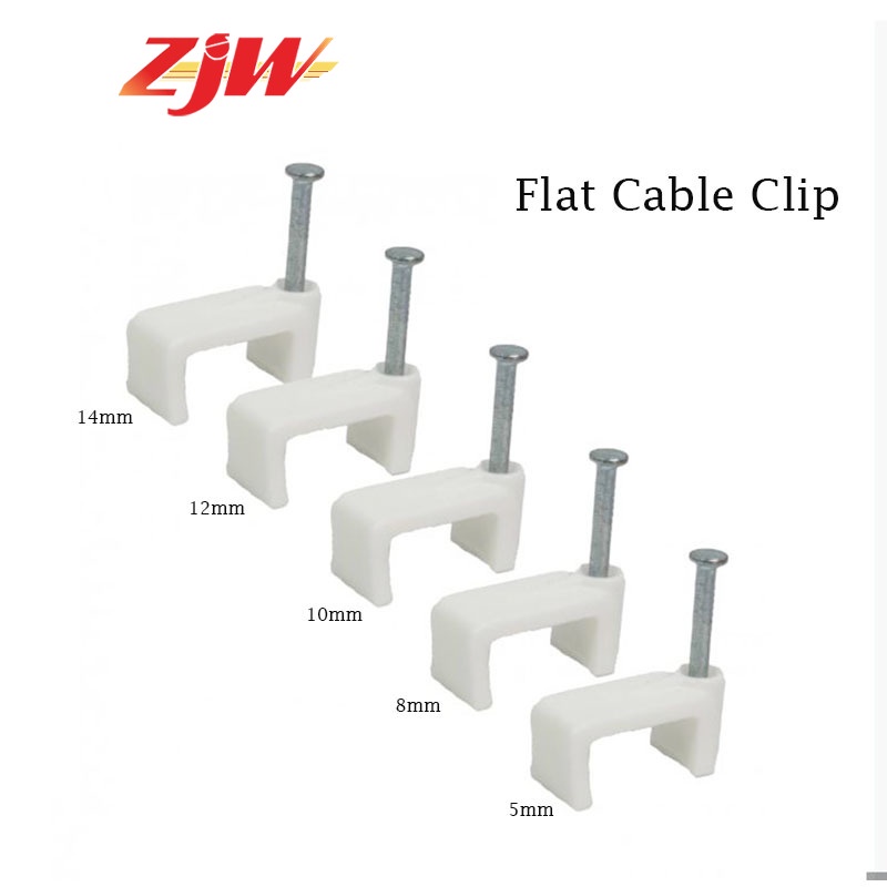 ZJW PVC Cable Clips FLAT Nail Type Cable Clamps Heavy Duty(100PCS PER PACK) | Shopee Singapore