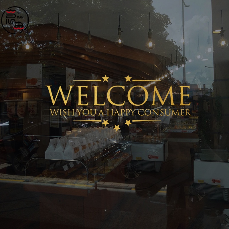 Wall Stickers~English welcome welcome Door Stickers Shop Shopping Mall ...