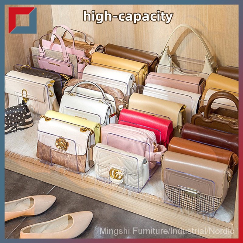 Stackable Bag Storage Box Divider Handbag Transparent Storage Rack ...