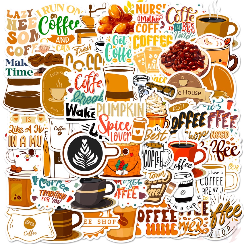 Coffee Date Series 03 Stickers 50Pcs/Set DIY Fashion Waterproof Doodle ...