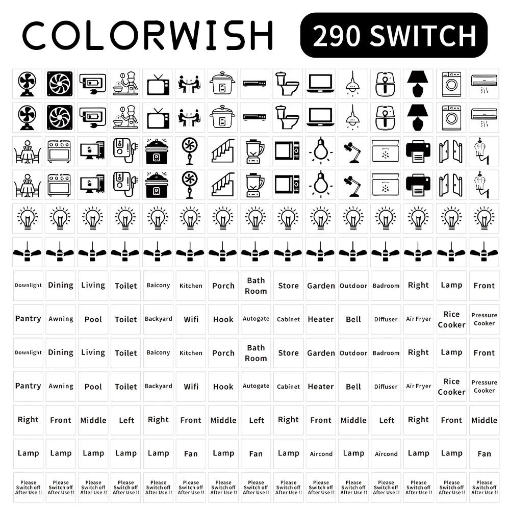 Switch Panel function sticker Transparent Light Switch Label Self ...