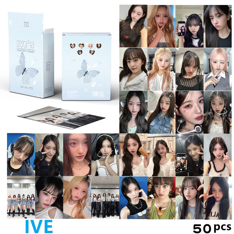50-55pcs/box IVE Album Photocards Hologram Laser Cards WONYOUNG YUJIN LIZ LEESEO REI GAEUL Kpop ...