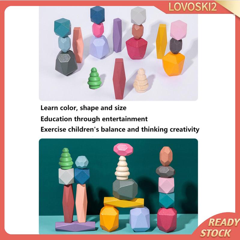 [Lovoski2] 18pcs Wooden Balancing Stacking Stones Rocks Early Learning ...