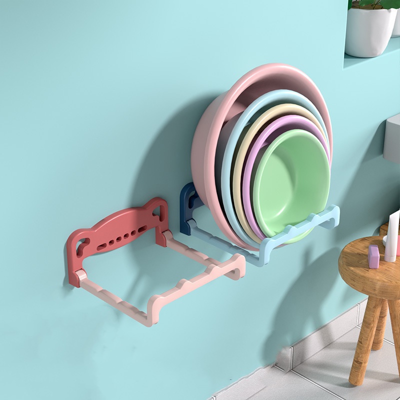 Folding Washbasin Holder Household Wall Mounted Punch-Free Washbasin ...