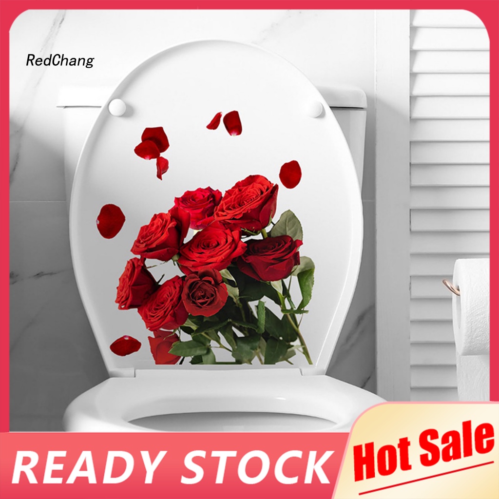 RC~ Easy Application Toilet Sticker Rose Toilet Sticker Rose Flower ...