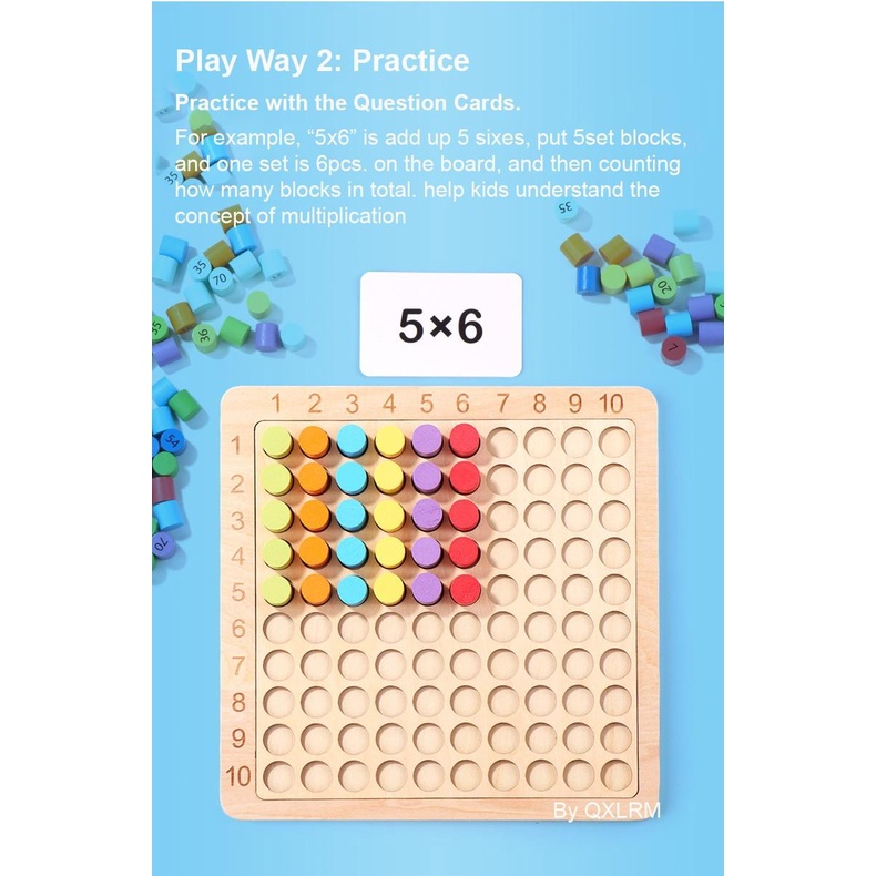 Wooden Montessori Multiplication Board: Preschool Learning Toys for ...