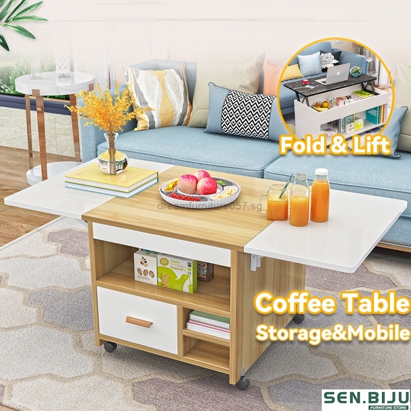 JINQUANJIA Folding Coffee Table Multifunctional Storage Table Small ...