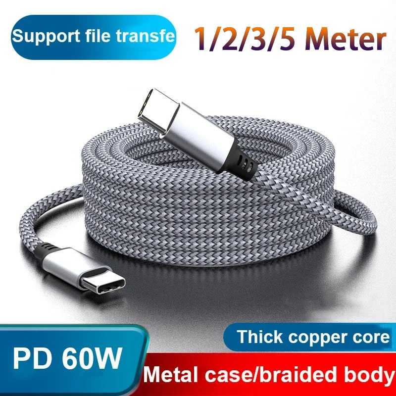 5M/3M/2M/1M Type C To Type C Cable PD60W Fast Charger Universal Data Cable for Phone Laptop ...