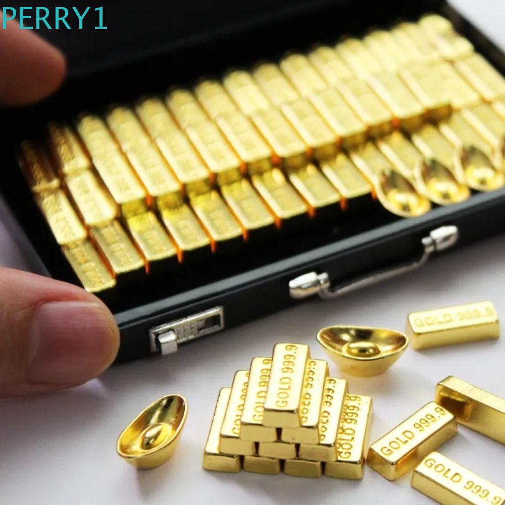PERRY1 6pcs Miniature Gold Bars, Pretend Toy Mini Ornaments Gold Bar ...