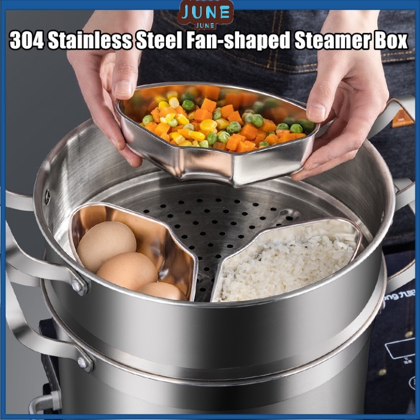 【5Pcs】304 Stainless Steel Fan-shaped Steamer Box Separated Steaming ...