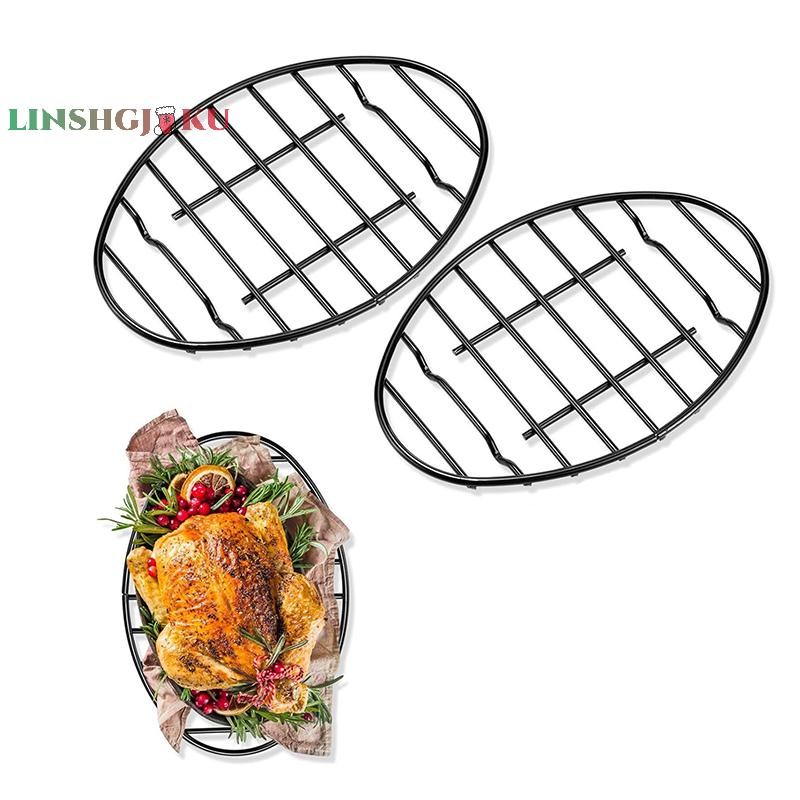 [linshgjkuS] 2 Pack Oval Roasting Rack - 12 Inch Black Cooling Rack ...