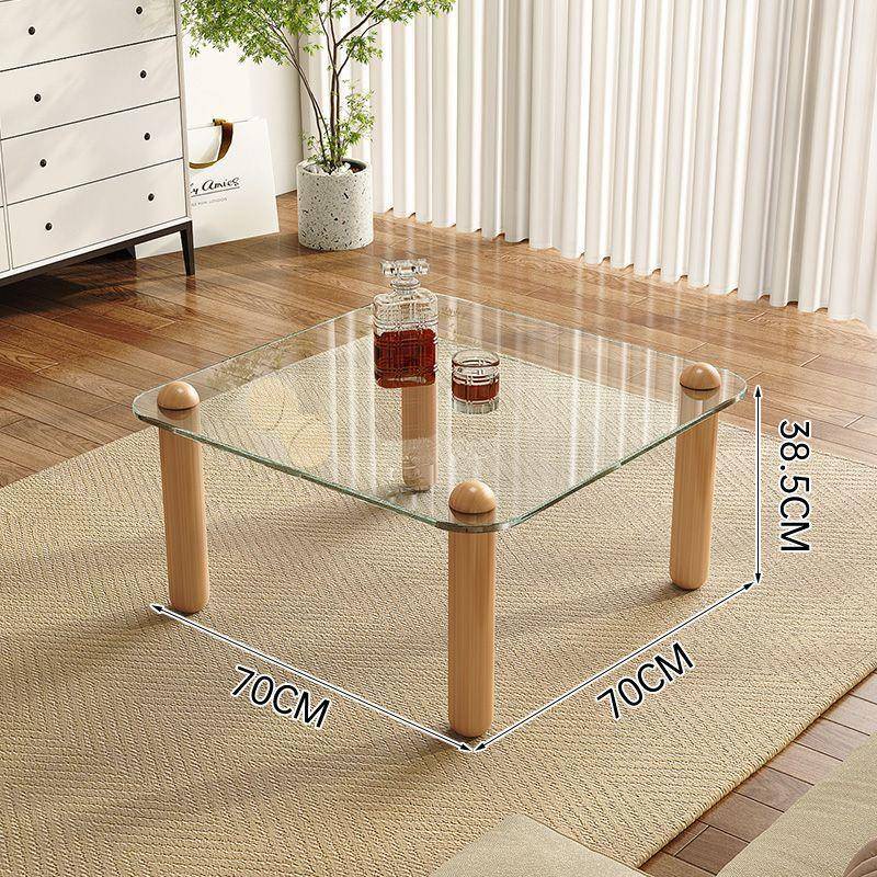 Glass coffee table, living room, solid wood household small coffee ...