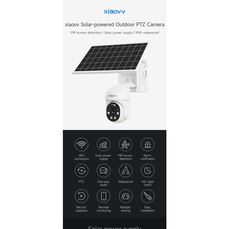 Xiaovv P6 Solar Wifi Cctv 1080P IP Camera Detachable Low Power ...