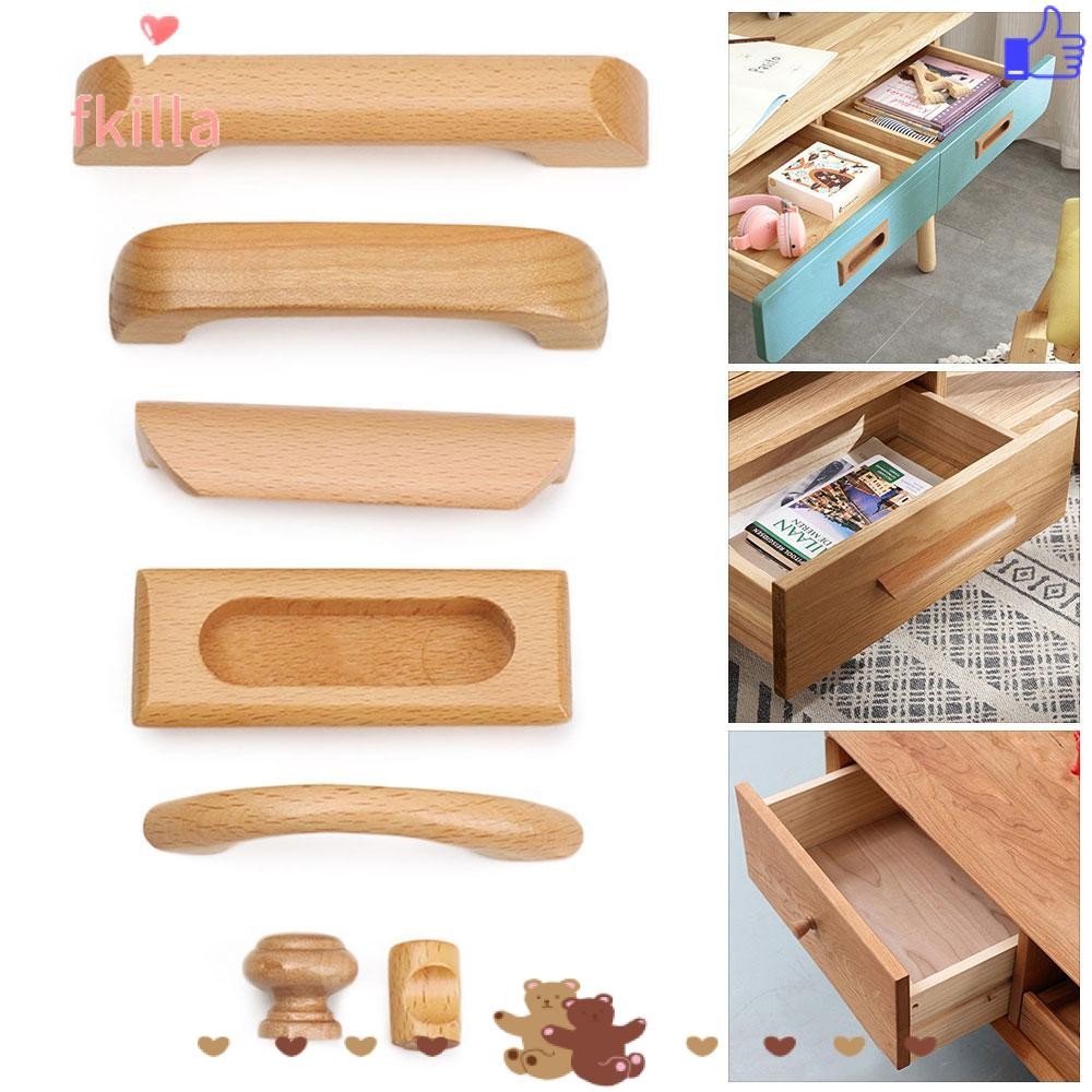 FKILLA Wooden Cabinet Knob 8 Styles Kitchen Door Parts Solid Pull Handle Knobs | Shopee Singapore