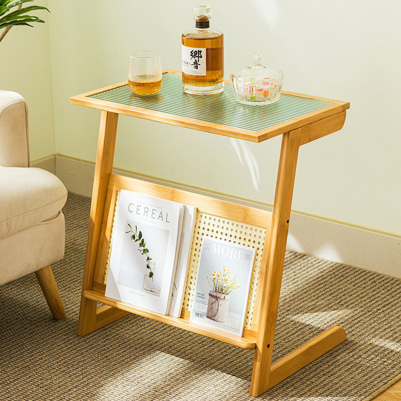 Coffee Table Simple Small Household Bamboo Side Table Bedroom Mini Teal ...