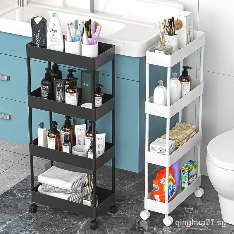 Thickened Trolley Kitchen Bathroom Gap Storage Rack Floor Multi-Tier ...