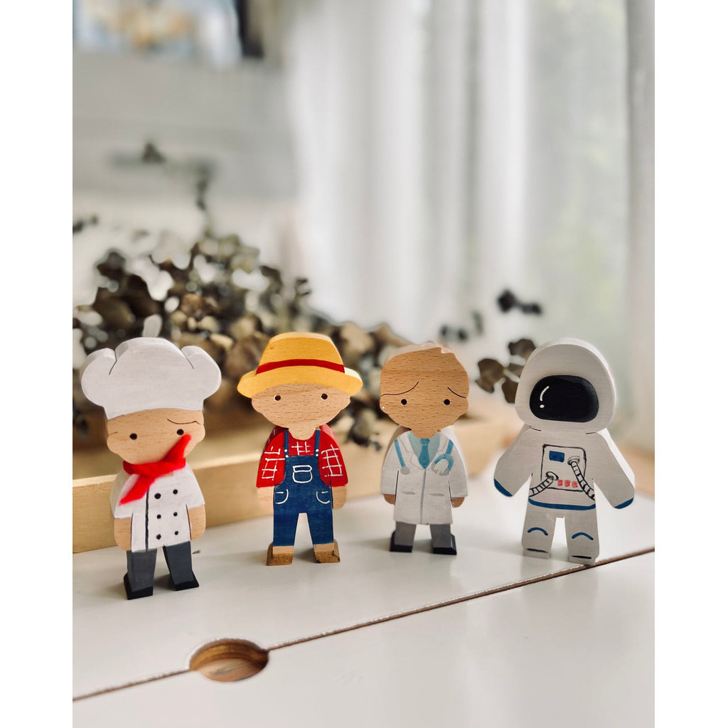 Wooden Occupation Figures (Astronaut / Chef / Doctor / Farmer ...