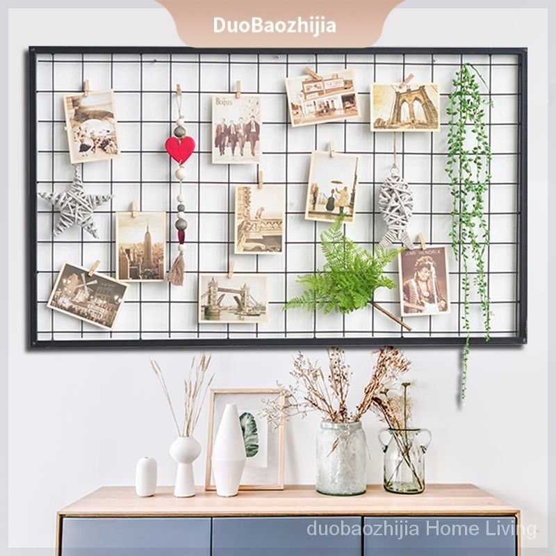 Nordic Style Bold border Metal Grid DIY Photo Wall Metal Wire Mesh ...